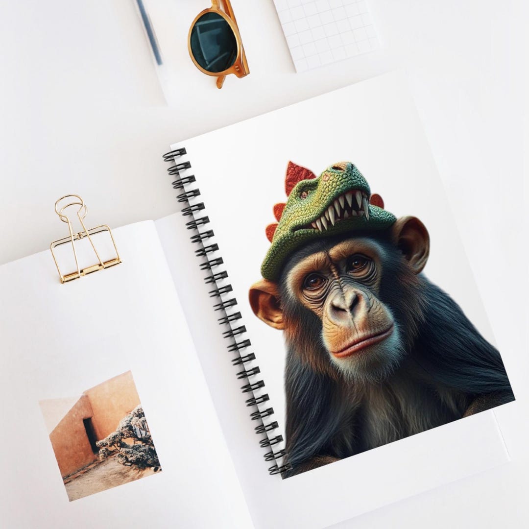 Monkey Book Whimsical Spiral Notebook - Fun Monkey Design, Cute Gift ...
