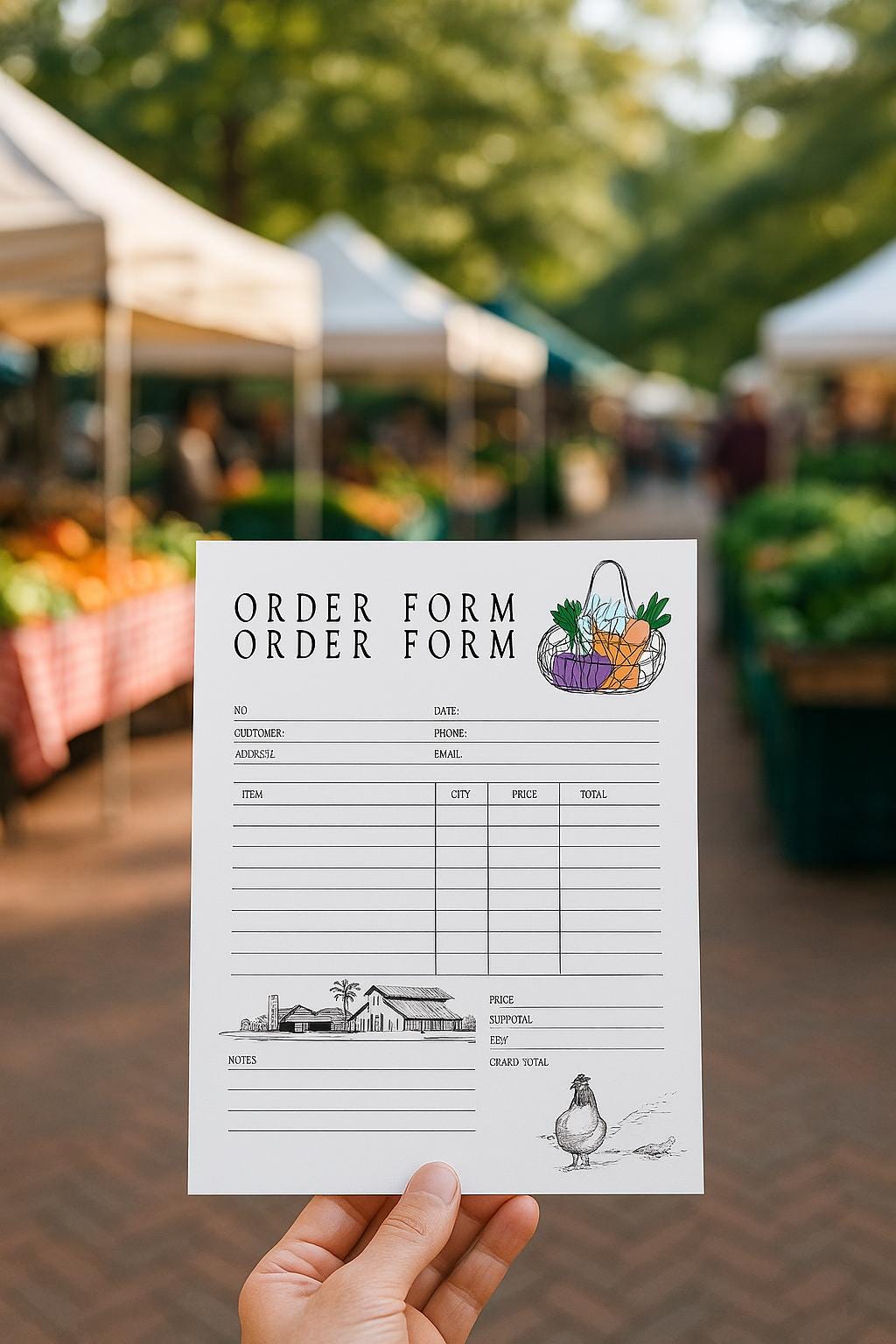 Farmers Market Invoice Template | Printable & Editable | Small Business ...