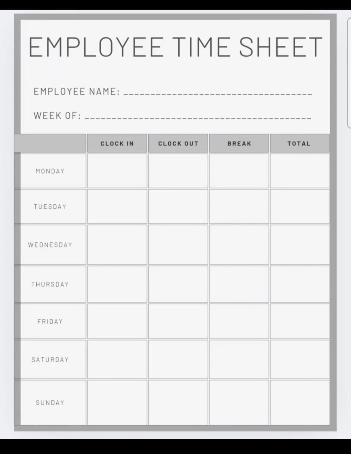 Employee Time Sheet - Etsy