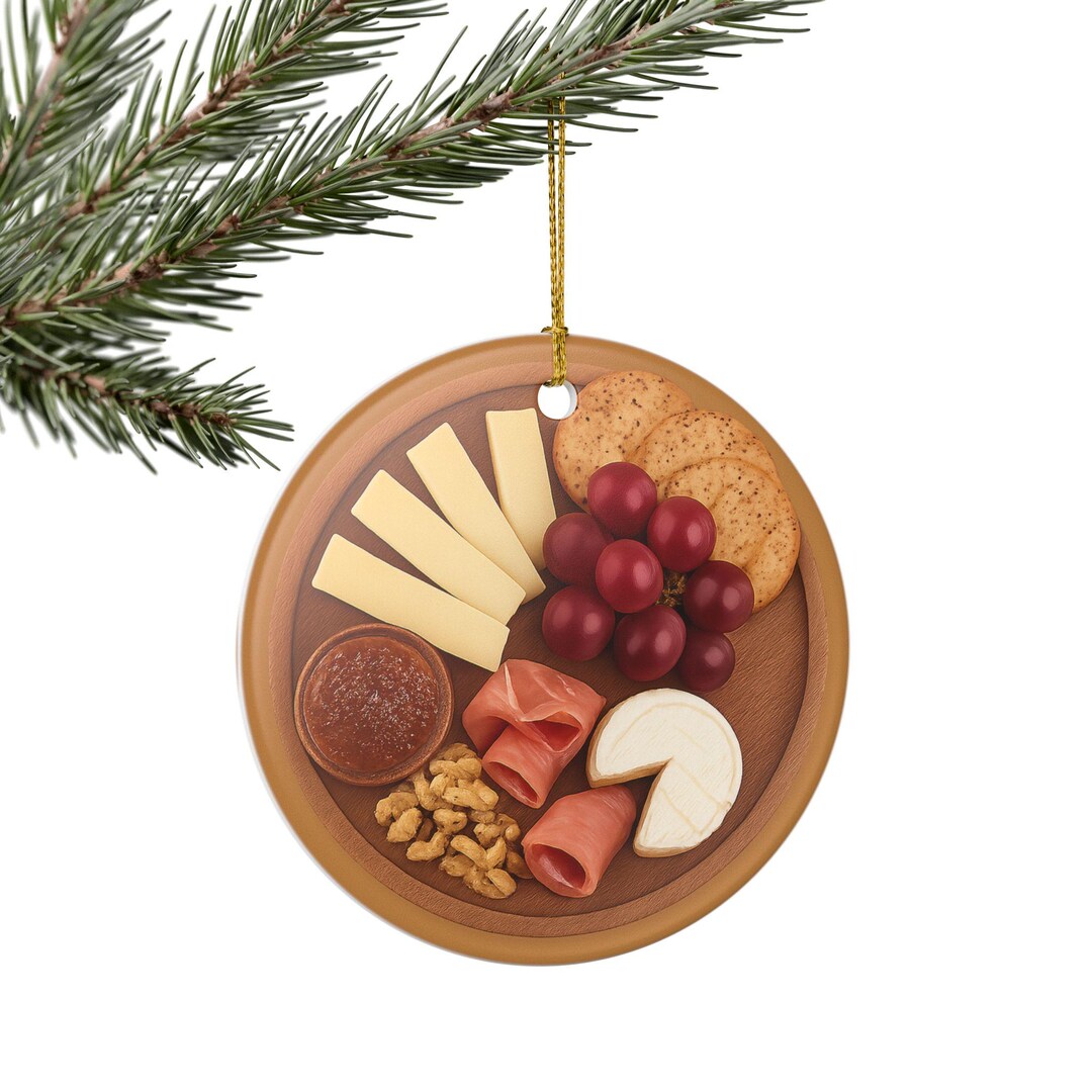 Charcuterie Board Ornament Gourmet Foodie Christmas Decoration, Wine ...