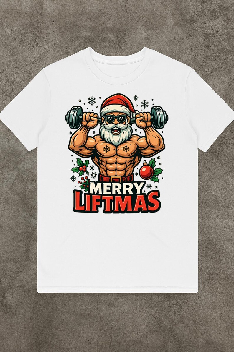 Merry Liftmas PNG | Muscular Santa Weightlifting Comic Style ...