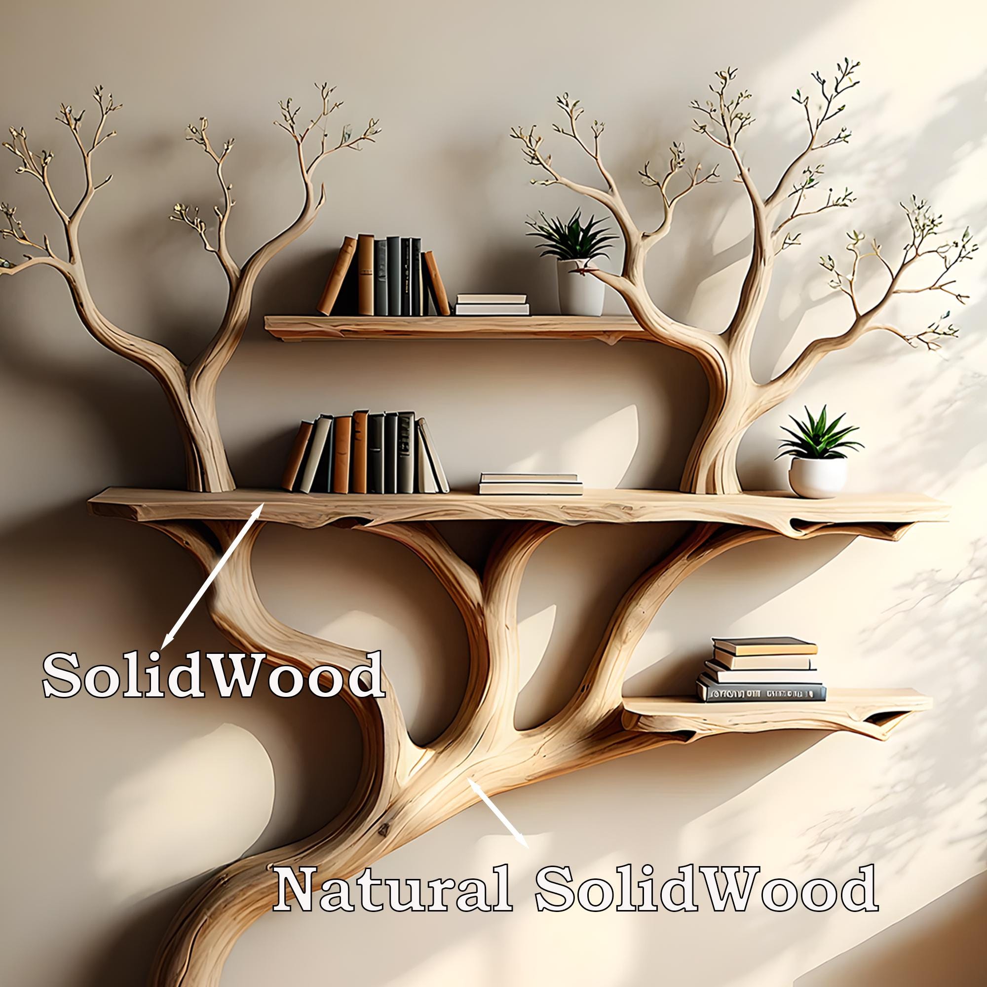 Solid Tree Shaped Bookshelf Perennial Wood Bookshelf Rustic Bookshelf ...