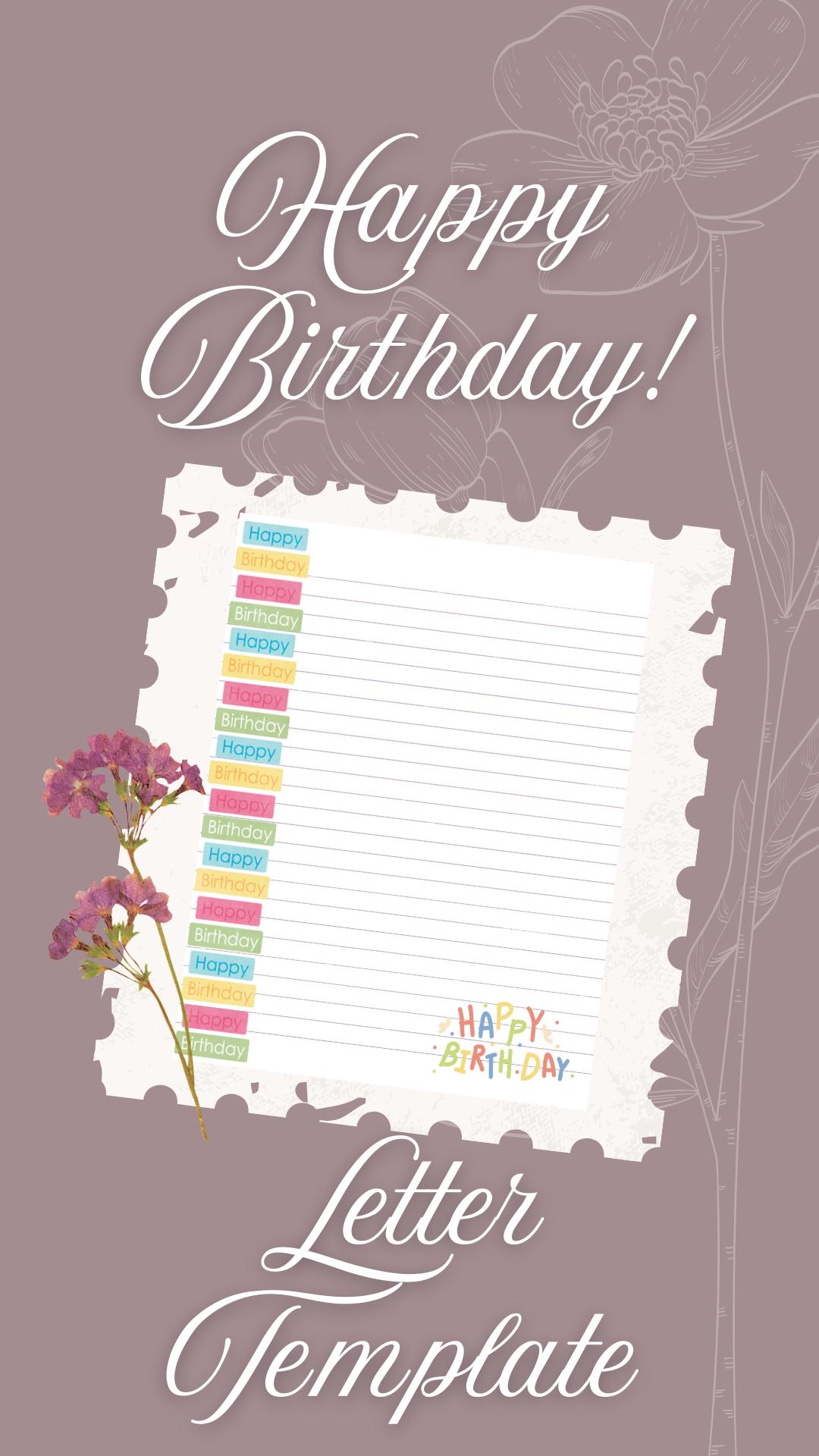 Happy Birthday Letter Template - Etsy