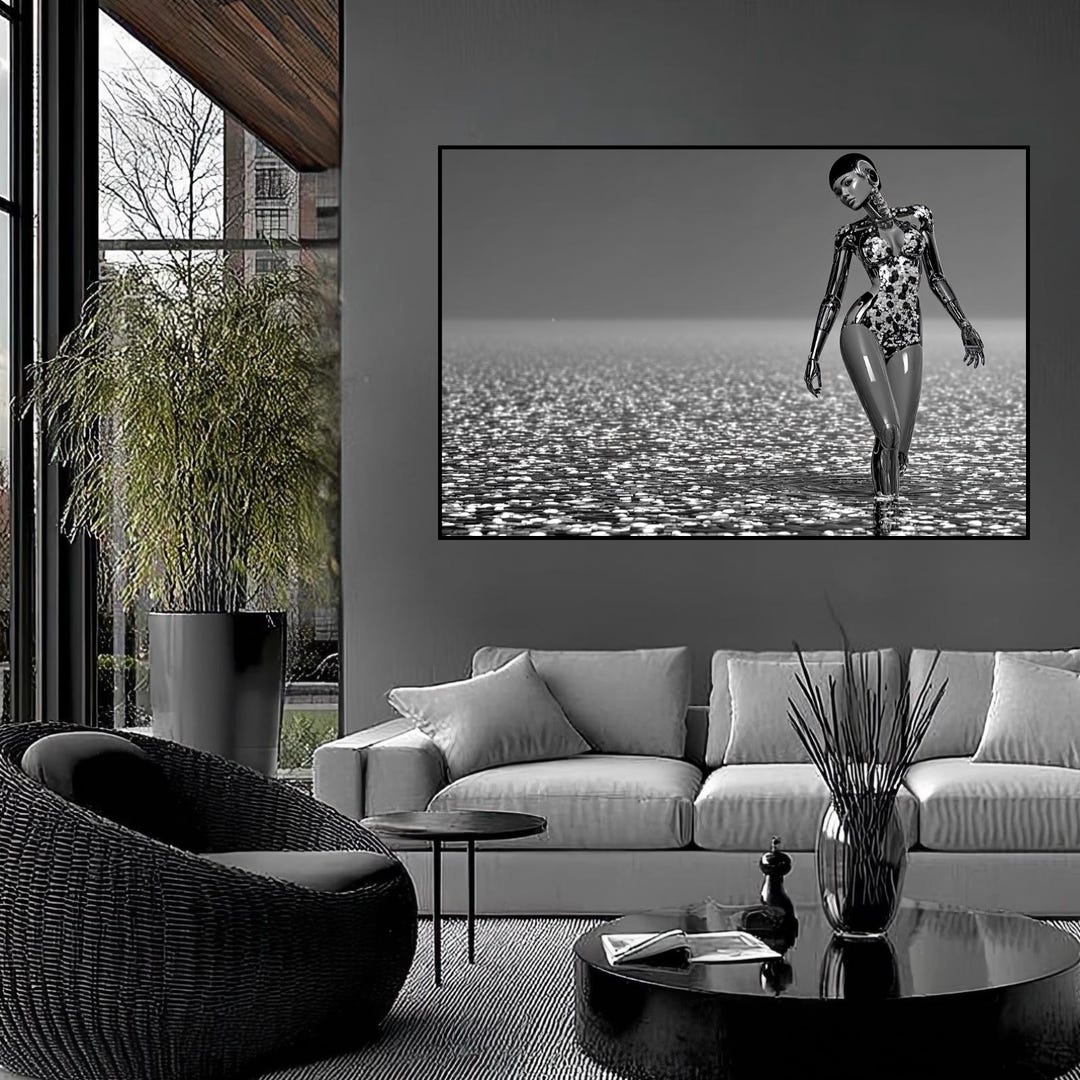 Cyborg by the Sea | Metal Art Print | Modern Wall Art - Etsy