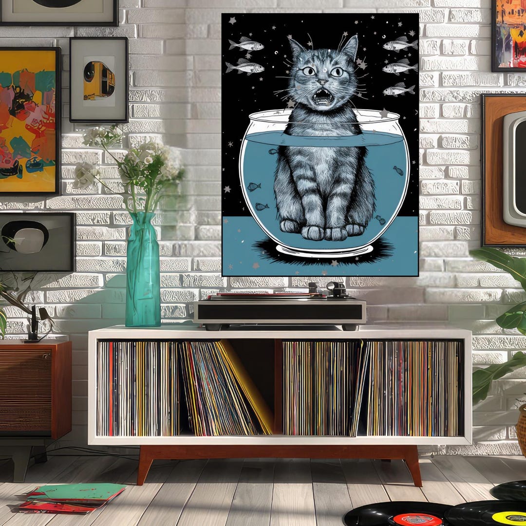 Poster | Funny Cat | Weirdcore Wall Art | Digital Download Print | Cat ...