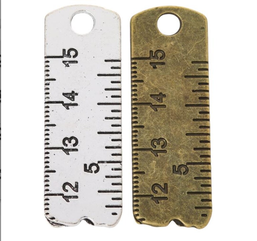 Bulk Sale-- 100pcs 29x10mm Antiqued Silver/antiqued Bronze Ruler Charms ...