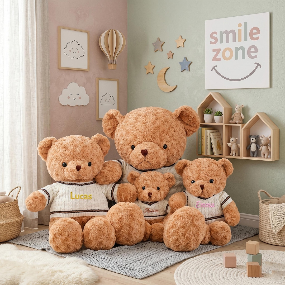 Personalized Embroidered Teddy Bear, Custom Plush Toy, Baby Shower ...