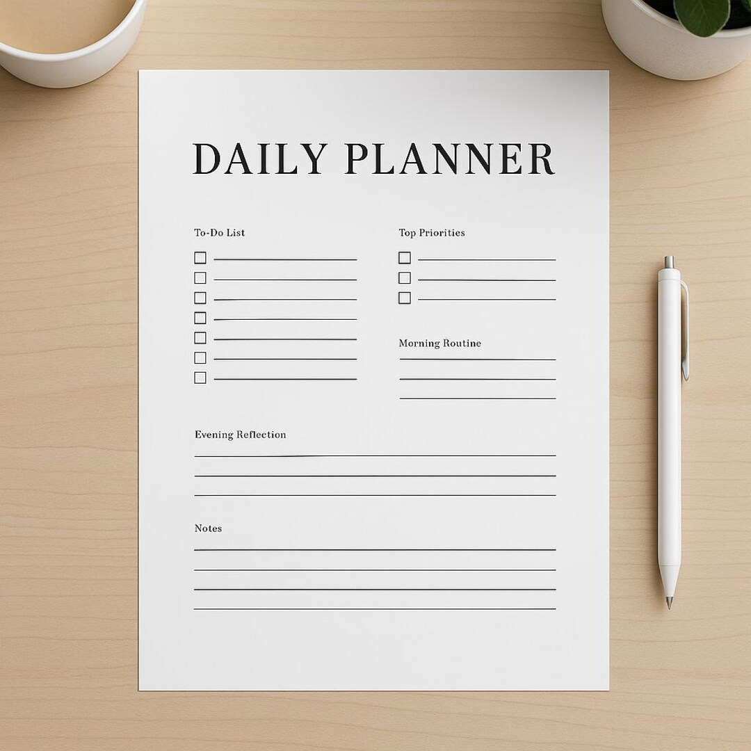 Minimalist Daily Planner Printable | A4 and US Letter | To-do List ...