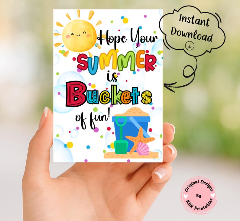 Buckets of Fun Gift Tags End of the School Year Summer Gift Favor ...