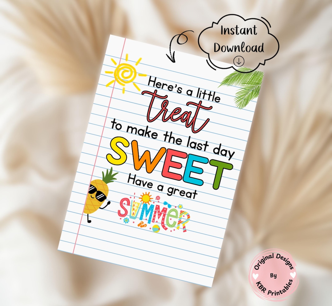 End of the School Year Gift Tags Summer Gift Favor Classroom Printable ...