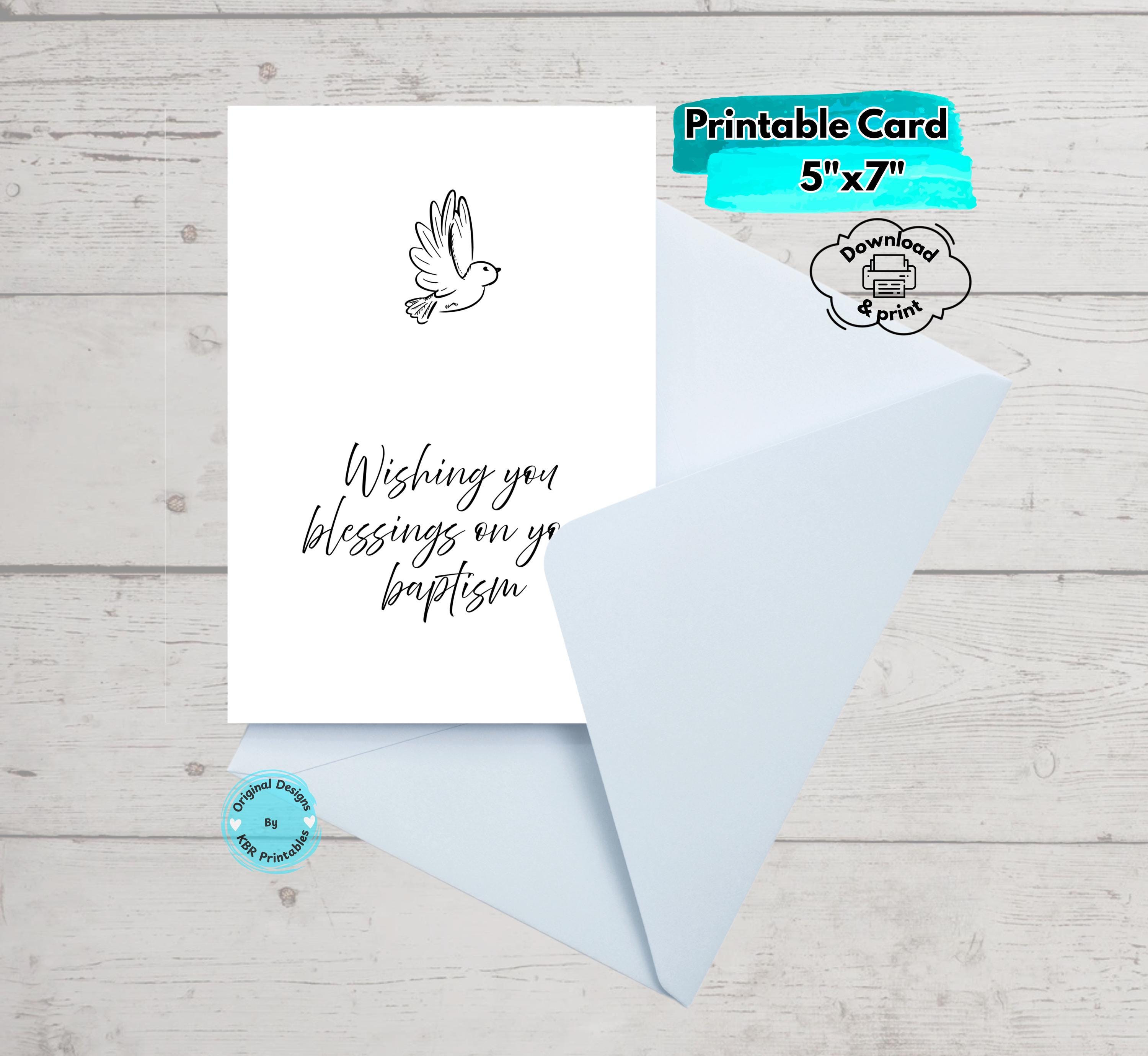 Printable Baptism Greeting Card Digital Religious Baptismal Card on ...