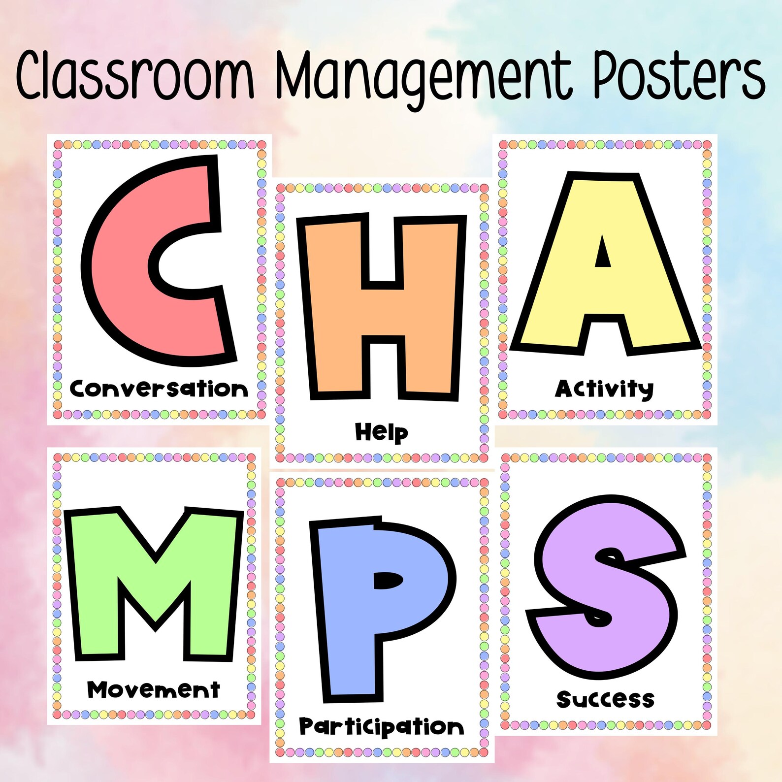 CHAMPS Classroom Posters Pastel Decor for Teachers Behavior Management ...