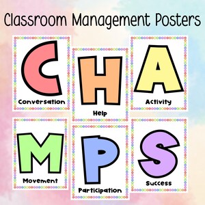 CHAMPS Classroom Posters Pastel Decor for Teachers Behavior Management ...