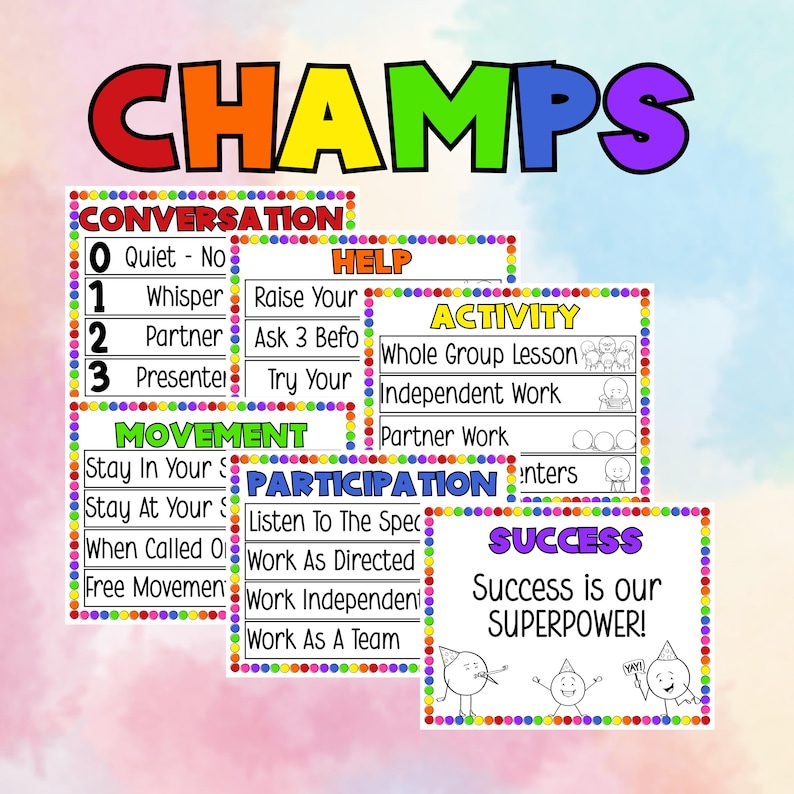 Classroom Posters for Teachers: CHAMPS Behavior Management & Positive ...