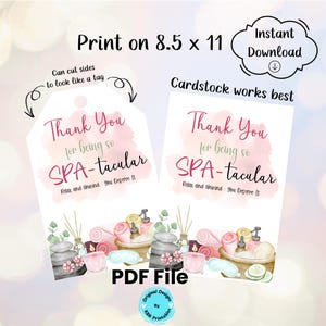End of the Year Thank You for Being Spa-tacular Printable Favor Tags ...