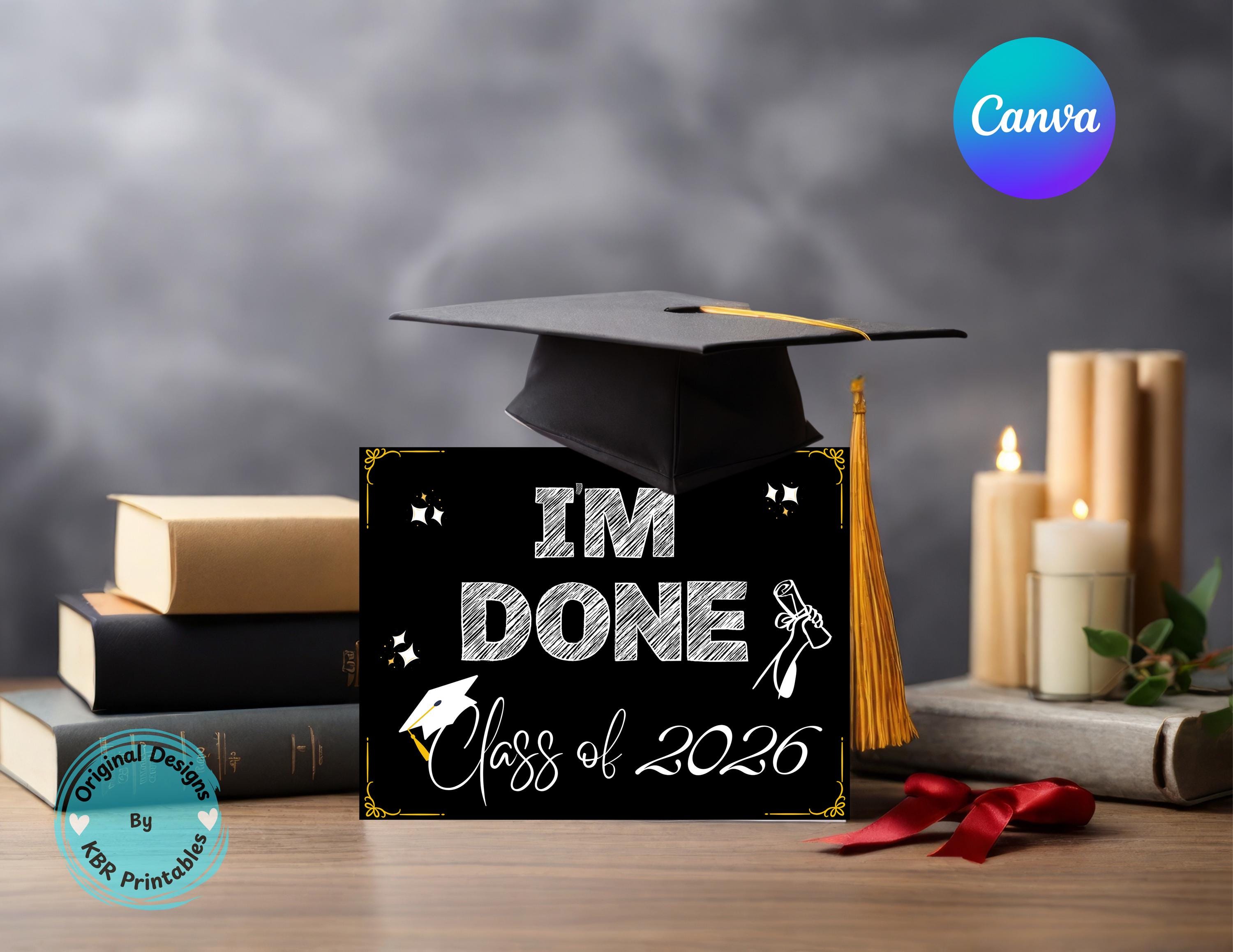 Editable YEAR I'm Done Sign Graduation School Sign Printable High ...