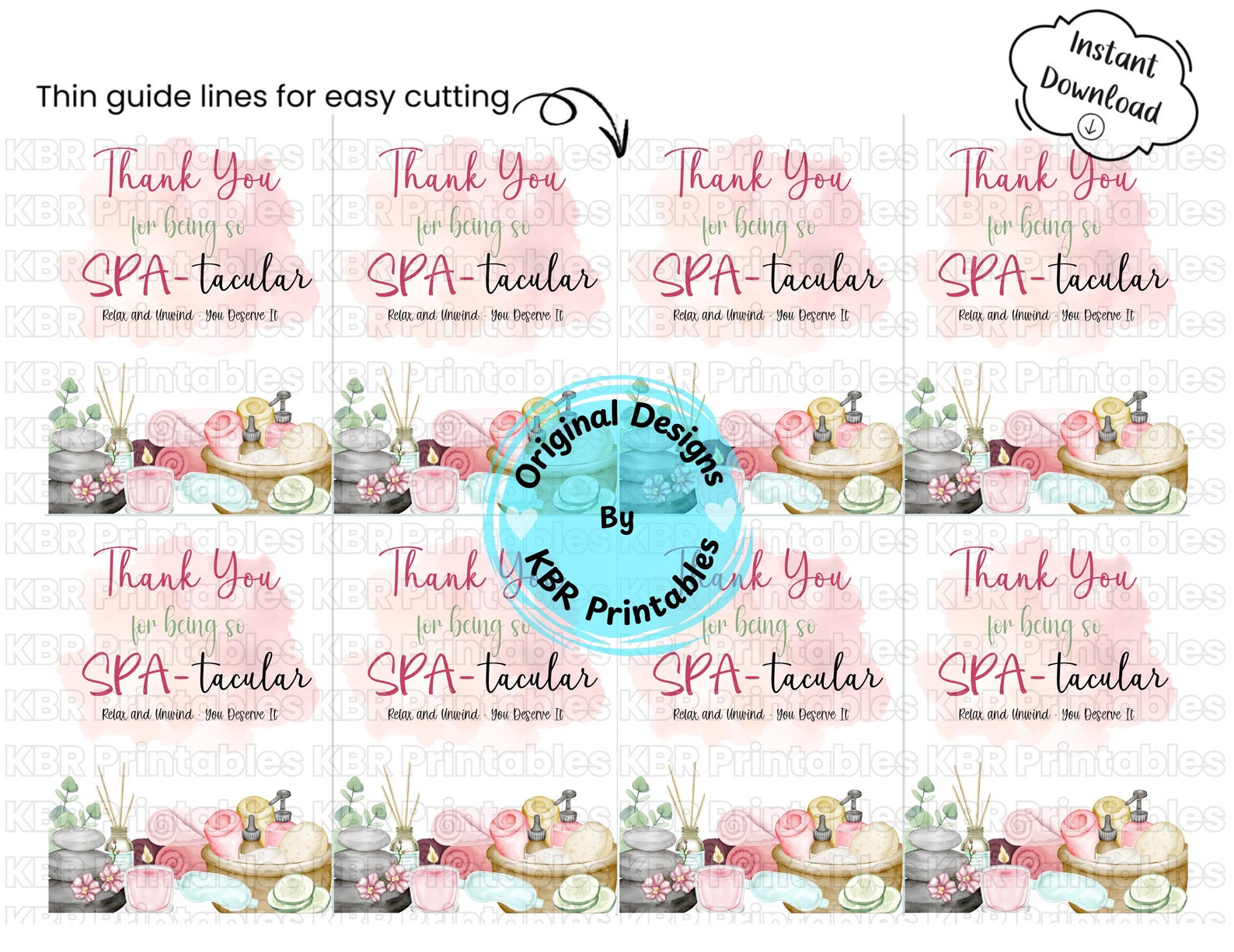 End of the Year Thank You for Being Spa-tacular Printable Favor Tags ...