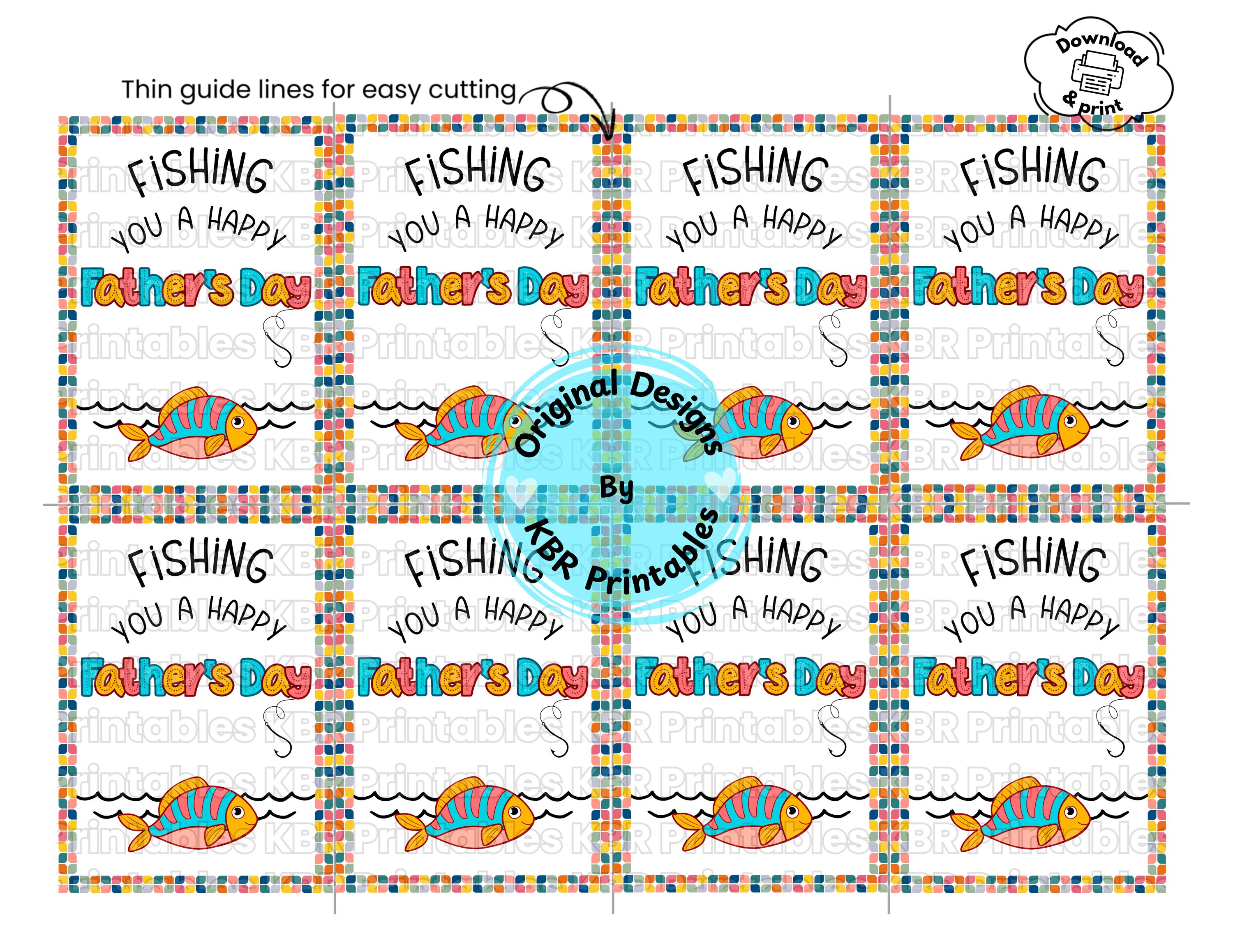 Father's Day Gift Tags Printable Funny Fish Theme Instant Download ...
