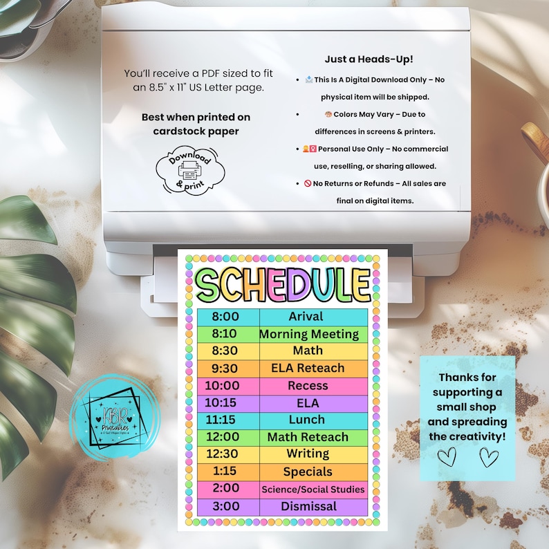 Daily Schedule Pastel Rainbow Colorful Editable Canva Template ...