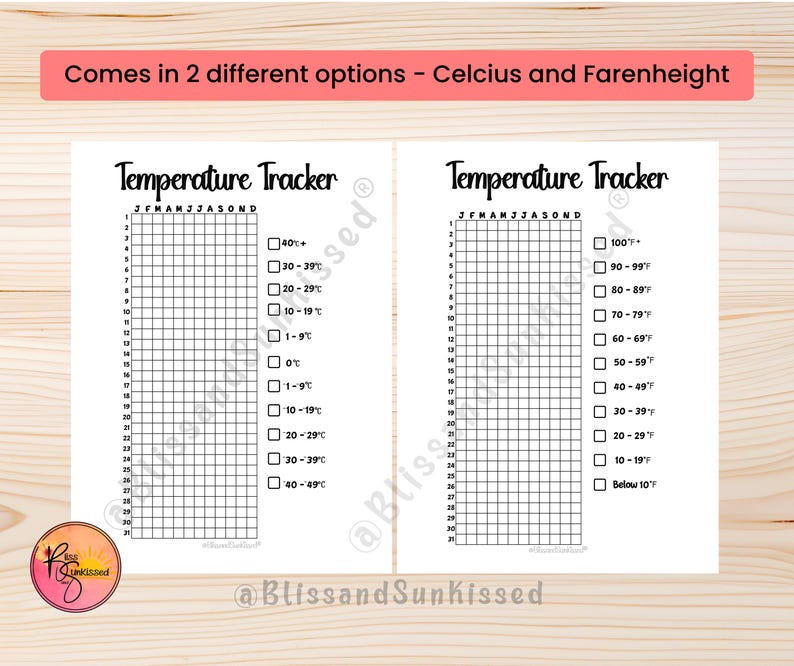 Temperature Tracker Printable Journal Page Planner Temperature Tracker ...