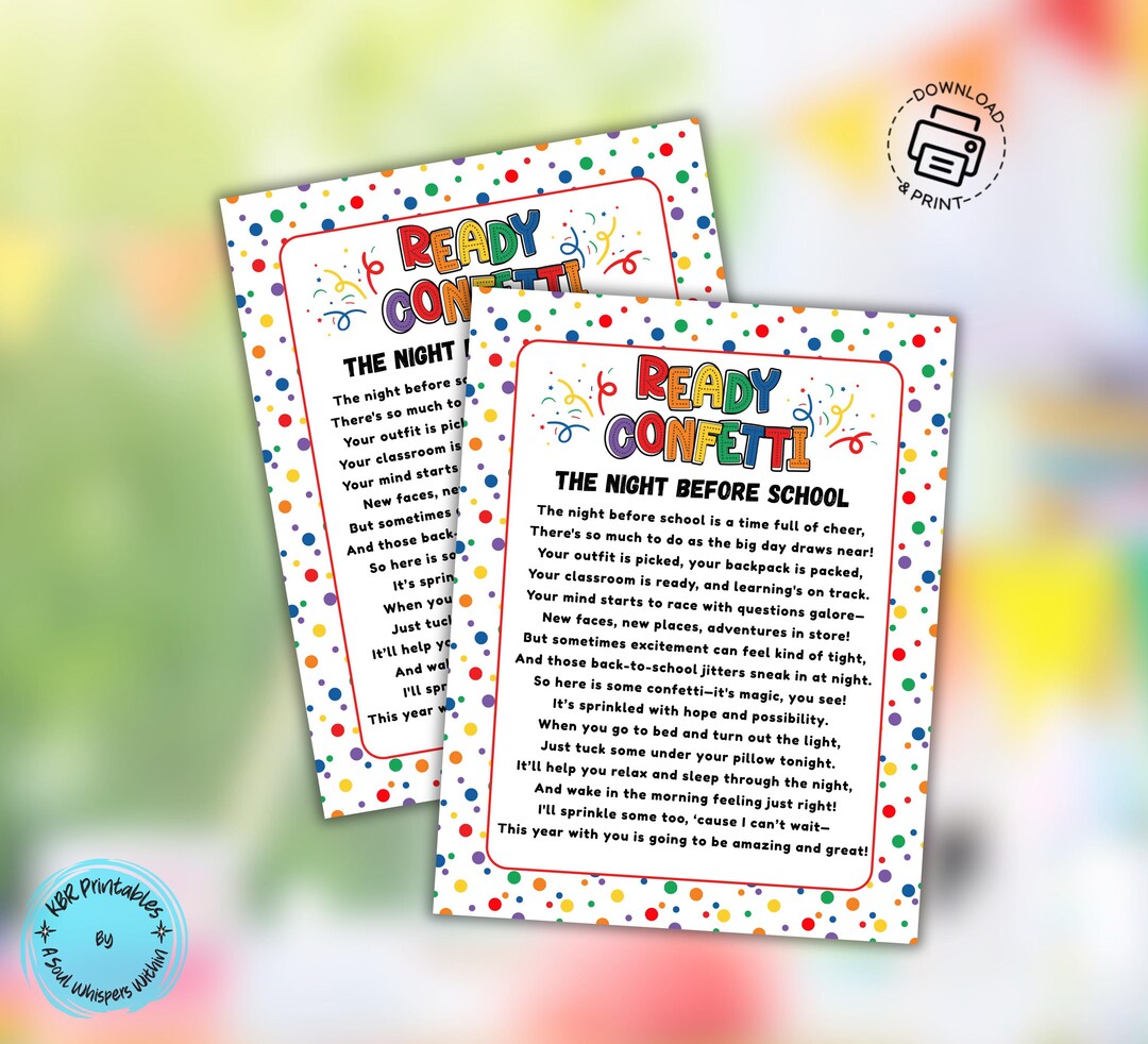 Ready Confetti Back to School Printable Tags Open House Night Before ...