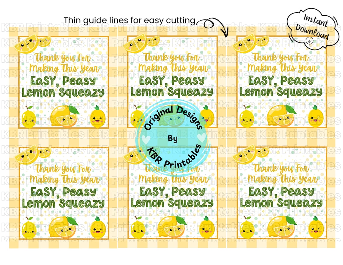 End of the Year Tag Easy Peasy Lemon Squeazy Thank You Tag Lemons Gift ...