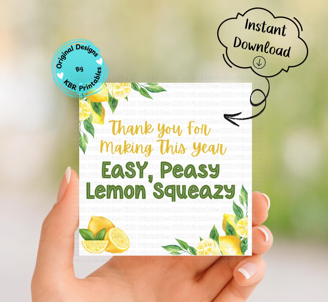 Thank You End of the Year Tag Easy Peasy Lemon Squeazy Tag Lemons Gift ...