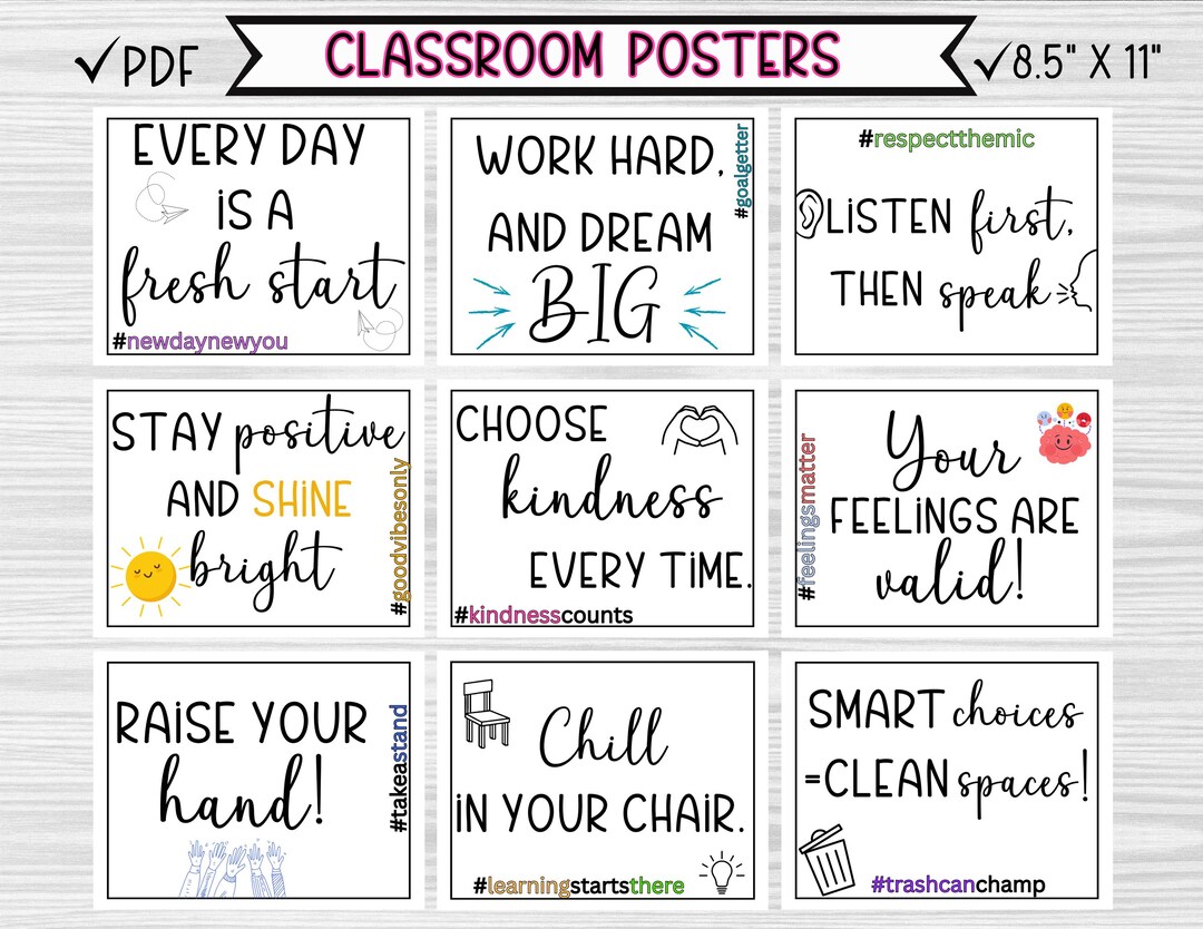 Classroom Posters for Teachers Posters With Hashtags for Bulletin Board ...