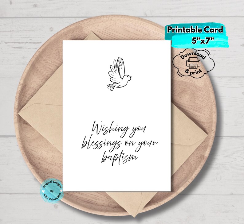Printable Baptism Greeting Card Digital Religious Baptismal Card on ...
