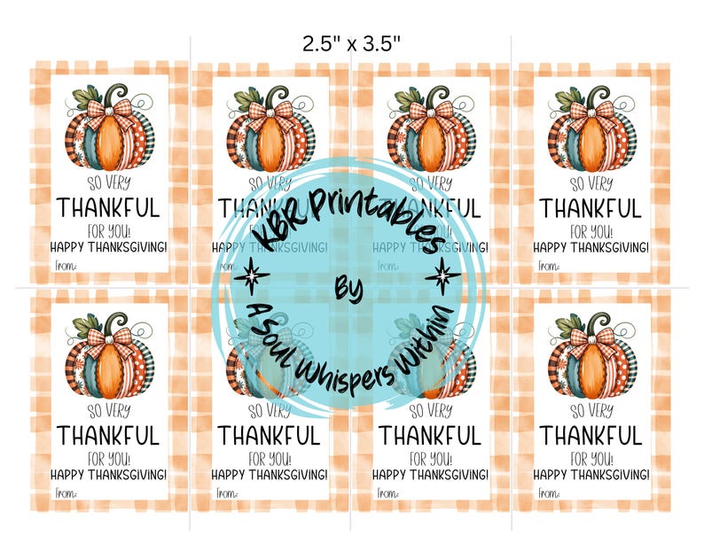 So Very Thankful for You Tag Printable Thanksgiving Favor Autumn Gift ...