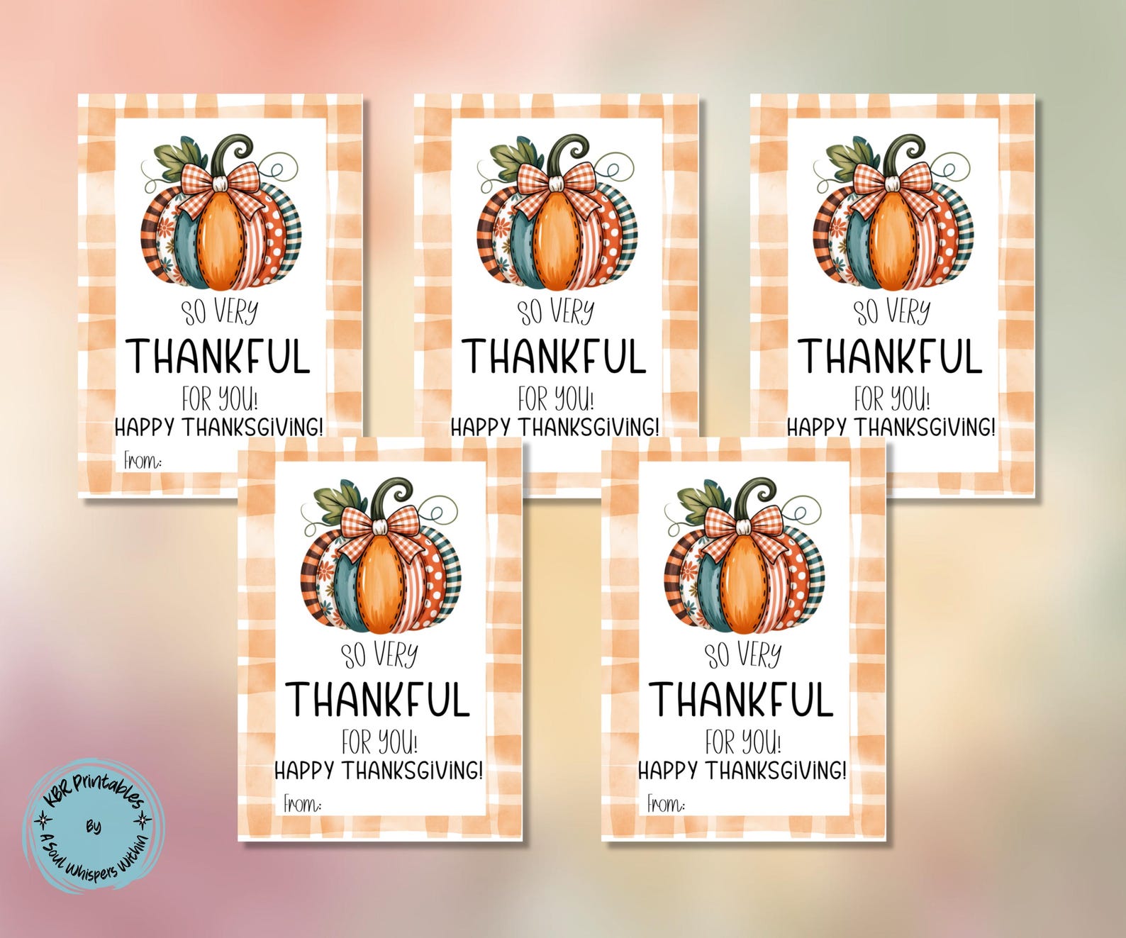 So Very Thankful for You Tag Printable Thanksgiving Favor Autumn Gift ...