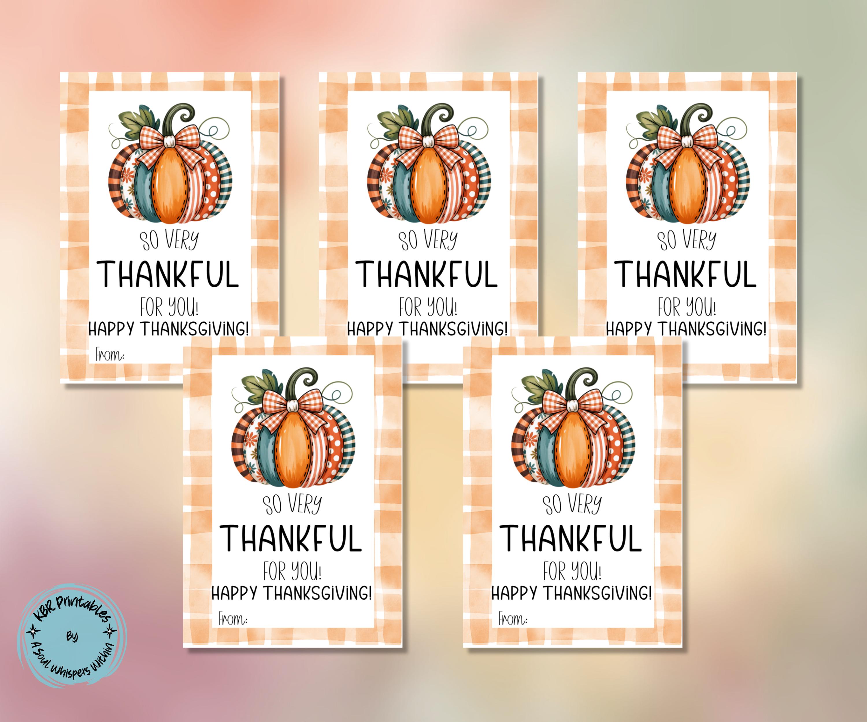 So Very Thankful for You Tag Printable Thanksgiving Favor Autumn Gift ...
