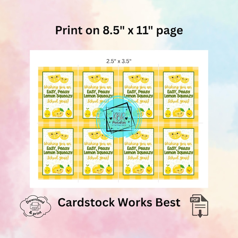 Back to School Easy Peasy Lemon Squeezy Teacher Gifts Printable First ...