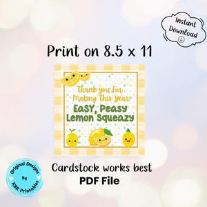 End of the Year Tag Easy Peasy Lemon Squeazy Thank You Tag Lemons Gift ...