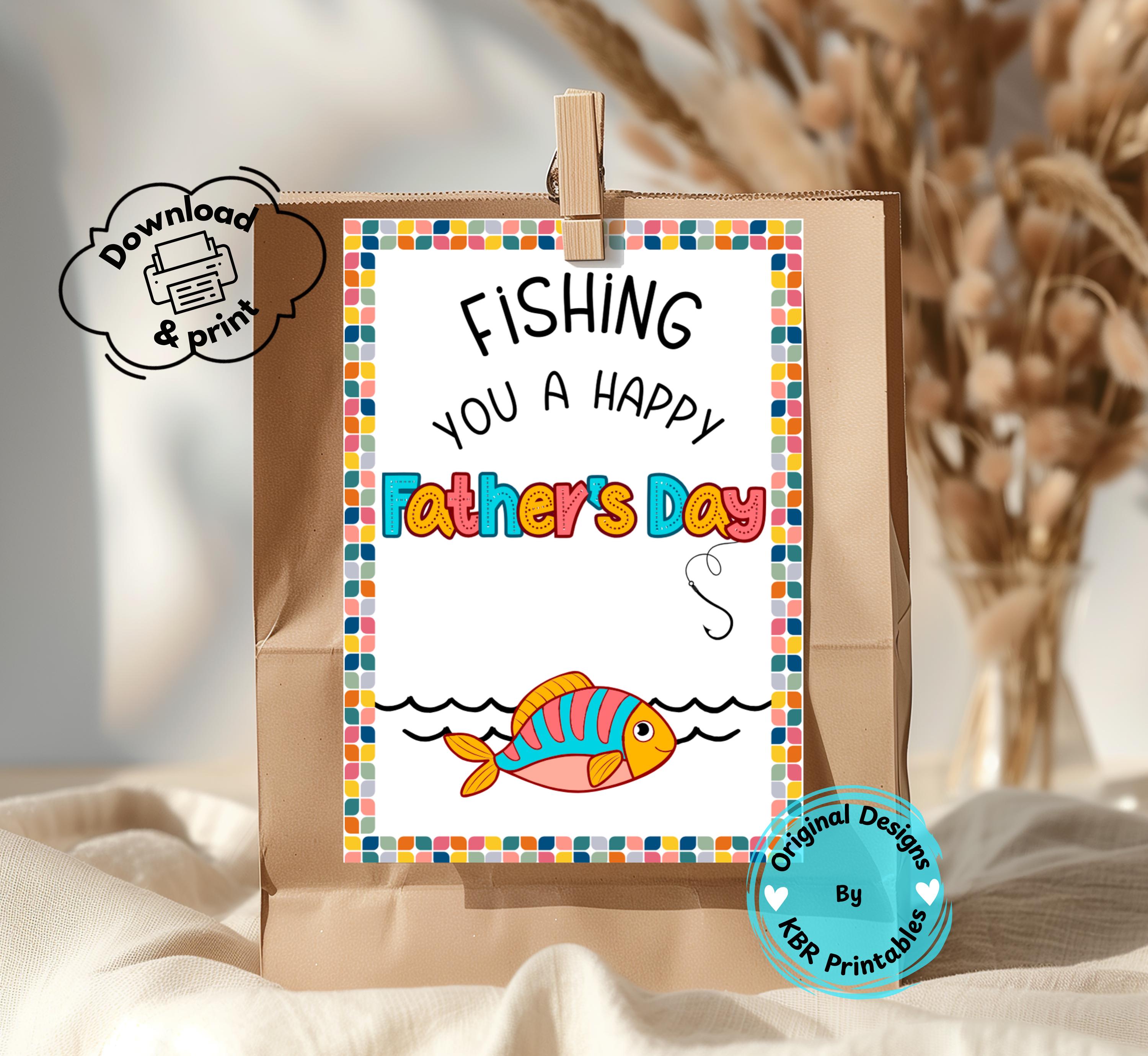 Father's Day Gift Tags Printable Funny Fish Theme Instant Download ...