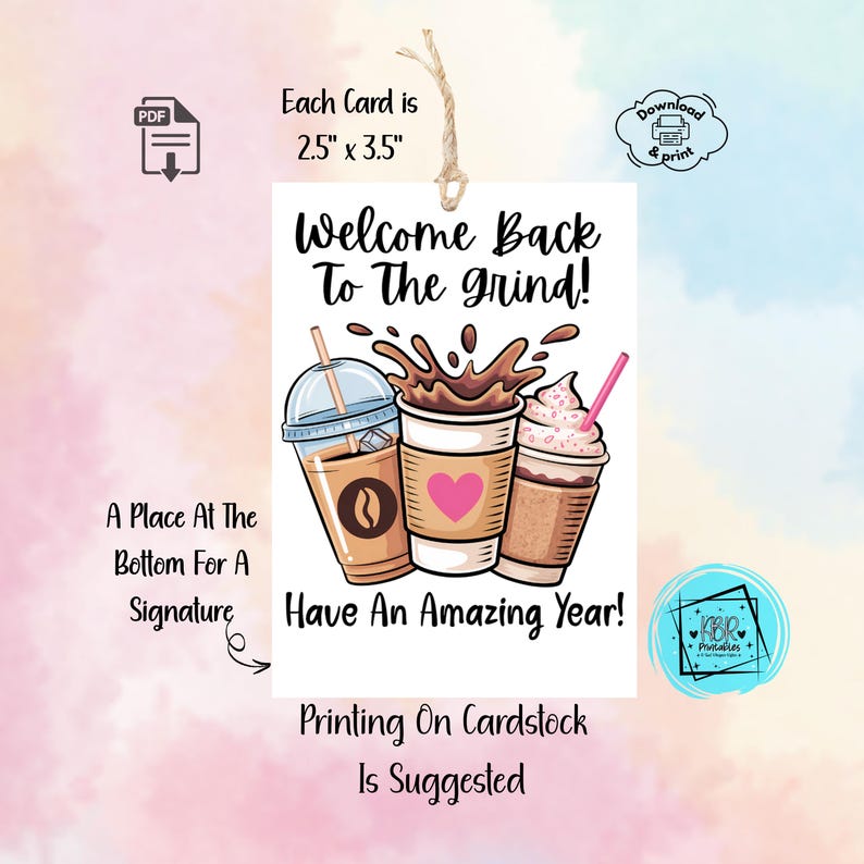 Back to School Teacher Coffee Gift Tags School Printable Teacher Gift ...