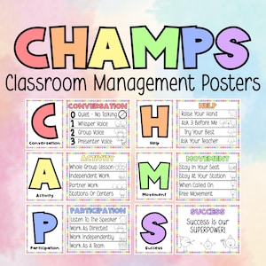CHAMPS Classroom Posters Pastel Decor for Teachers Behavior Management ...