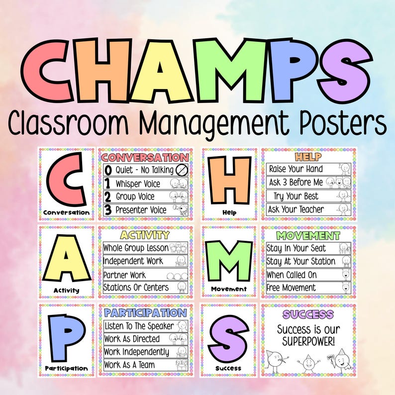 CHAMPS Classroom Posters Pastel Decor for Teachers Behavior Management ...