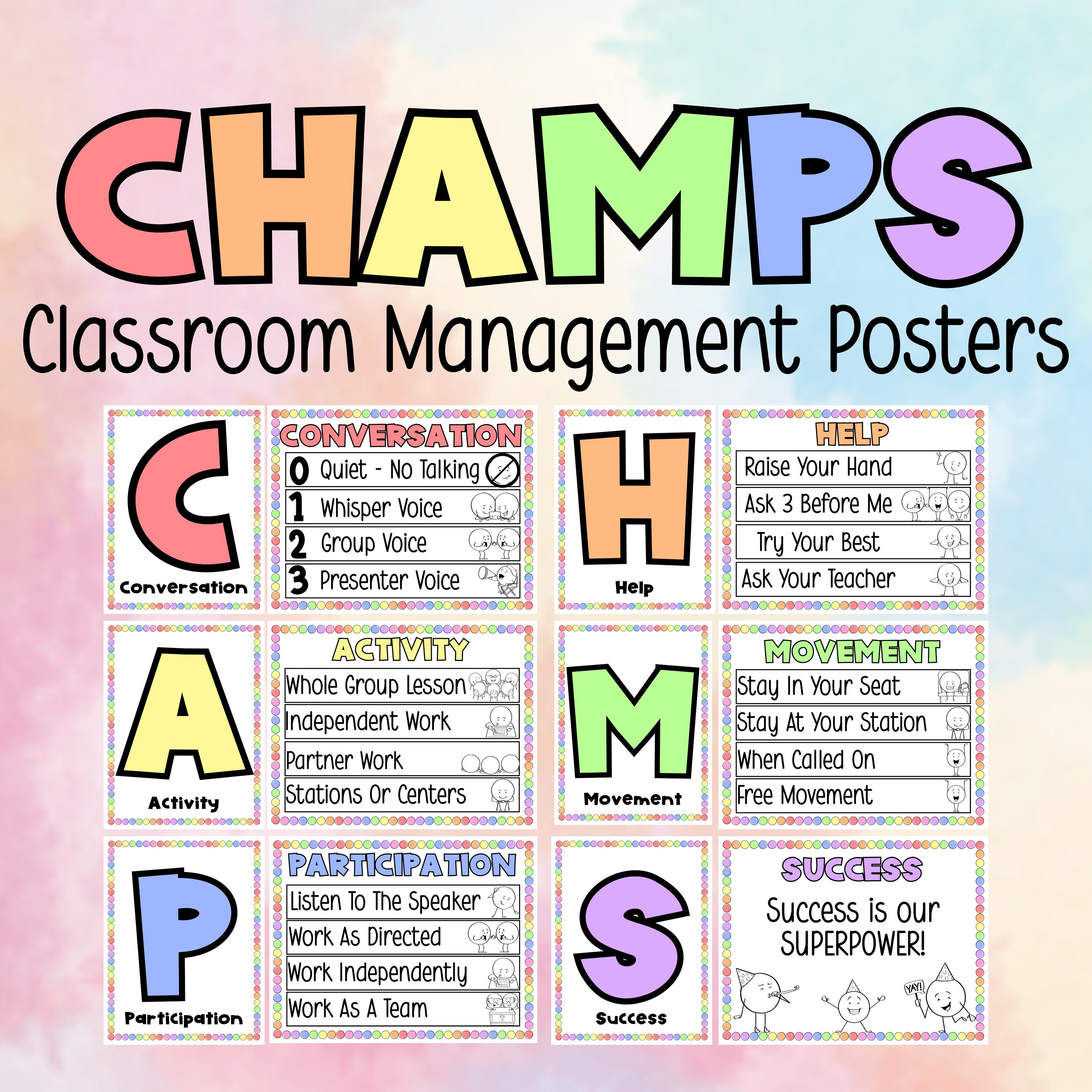 CHAMPS Classroom Posters Pastel Decor for Teachers Behavior Management ...