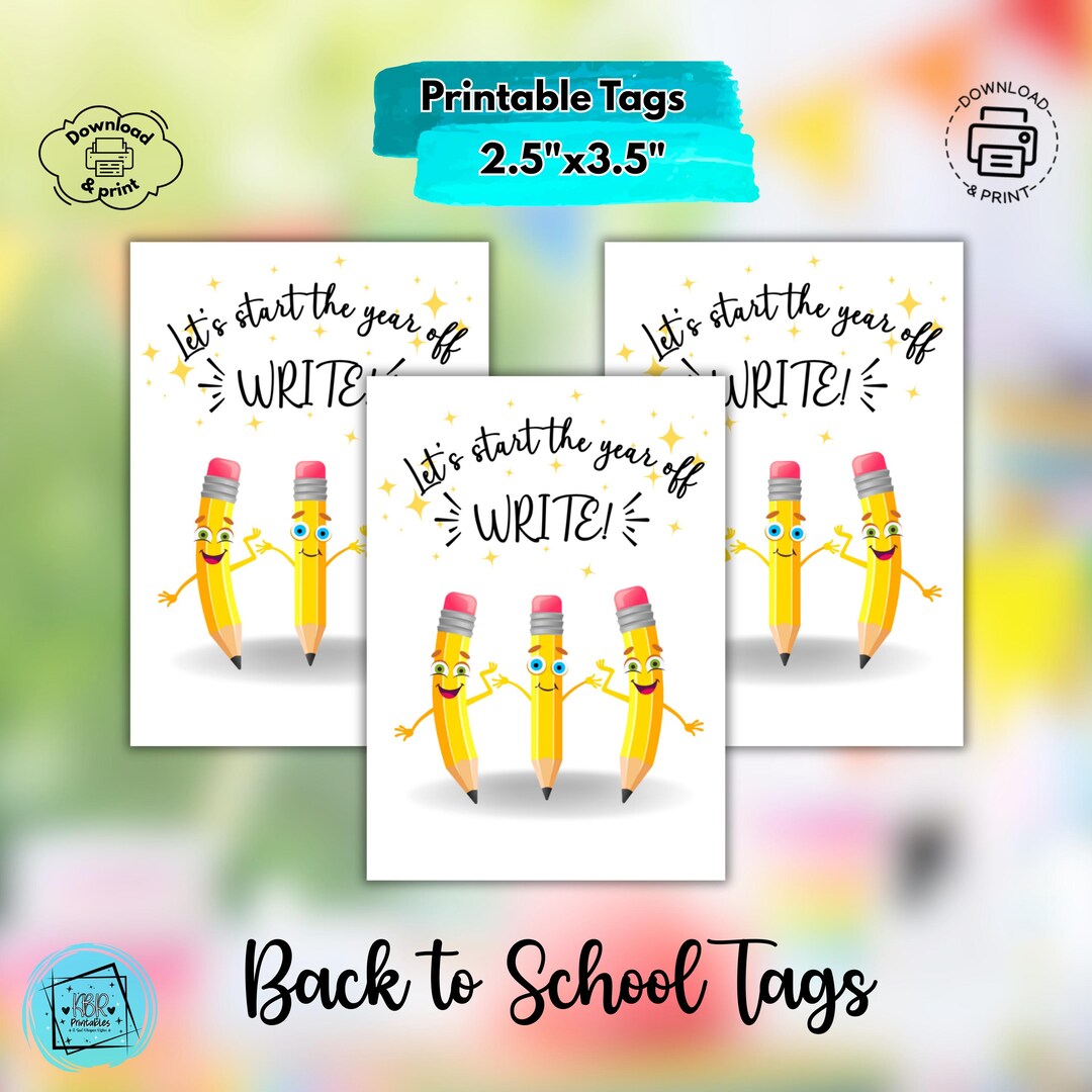 First Day of School Pencil Tag Back to School Supplies Printable Gift ...