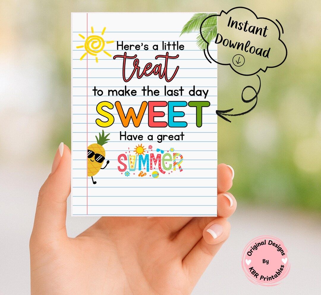 End of the School Year Sweet Treat Gift Tags Summer Gift Favor ...
