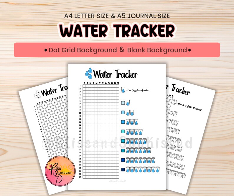 Daily Water Tracker Printable Hydration Log Water Intake Journal Page ...