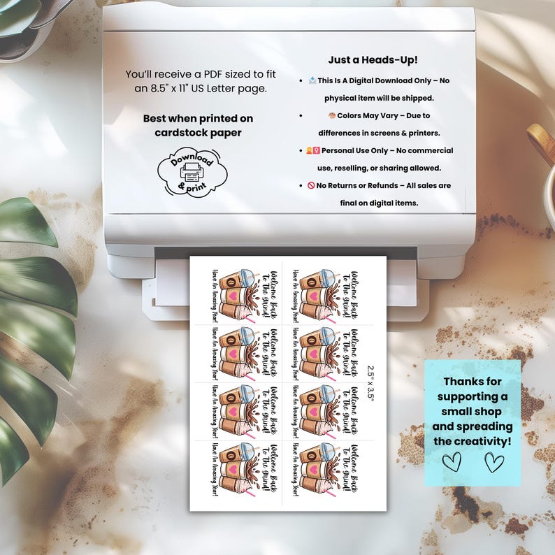 Back to School Teacher Coffee Gift Tags School Printable Teacher Gift ...