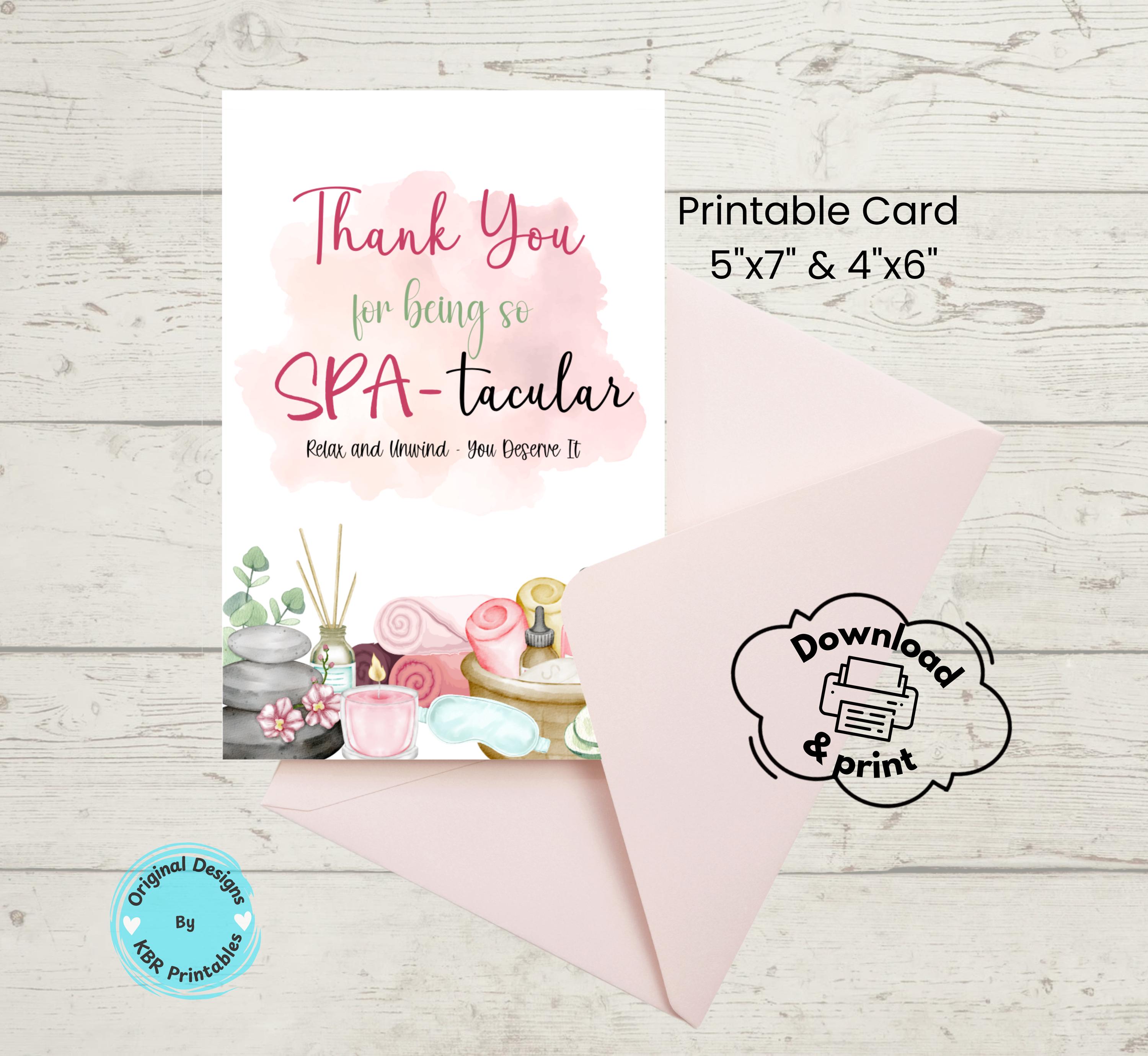 End of the Year Thank You for Being Spa-tacular Printable Card Favor ...
