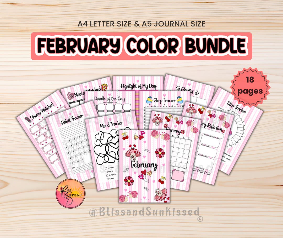 February Journal Printable Bundle Pages COLOR Template Planner Agenda ...