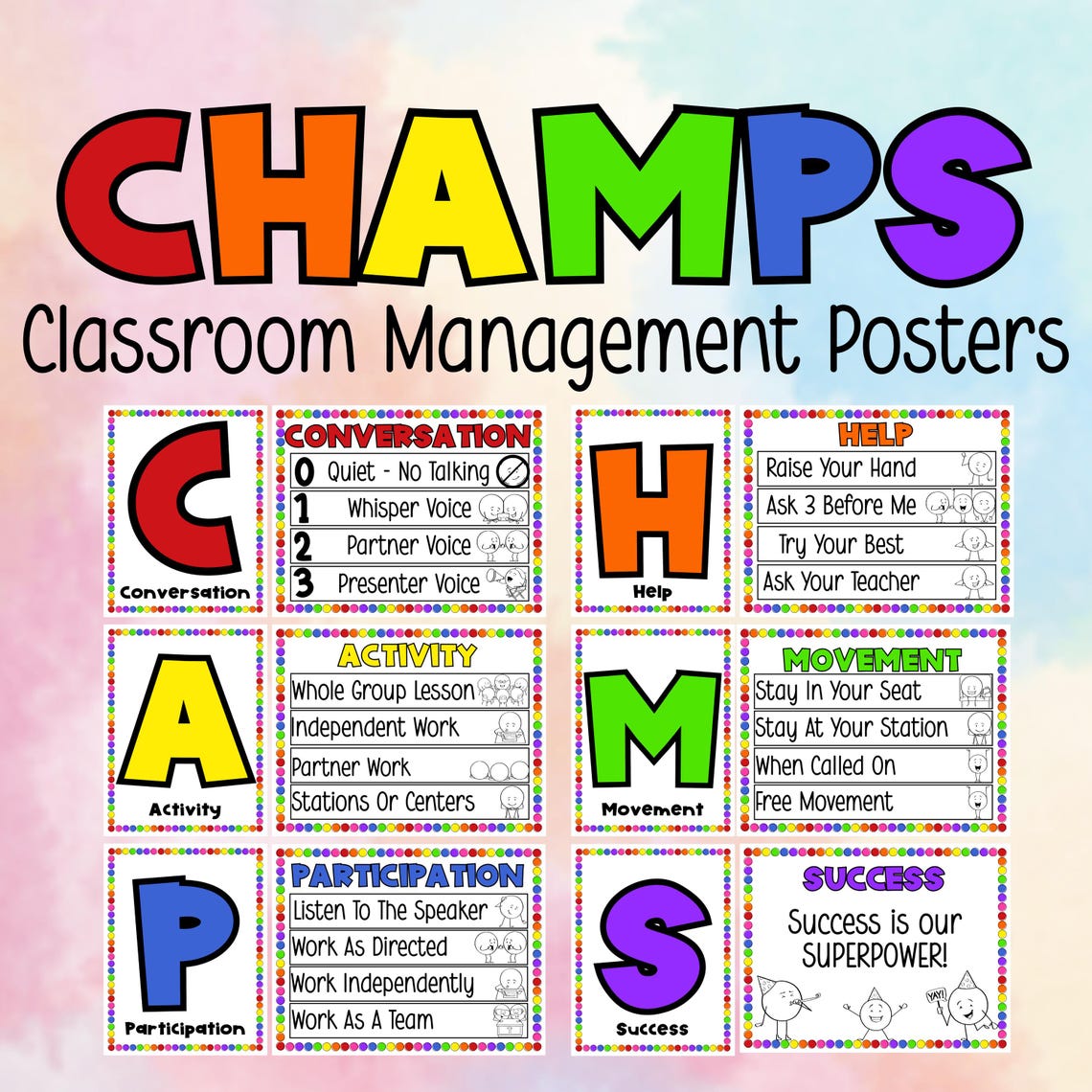 Classroom Posters for Teachers: CHAMPS Behavior Management & Positive ...