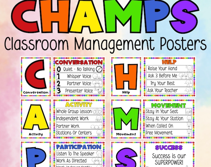 CHAMPS Classroom Posters Pastel Decor for Teachers Behavior Management ...