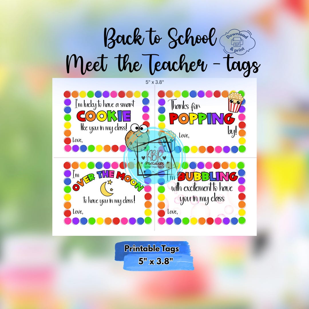 Back to School Printable Gift Tags – 4 Bright, Easy Meet the Teacher ...