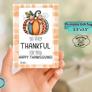 So Very Thankful for You Tag Printable Thanksgiving Favor Autumn Gift ...