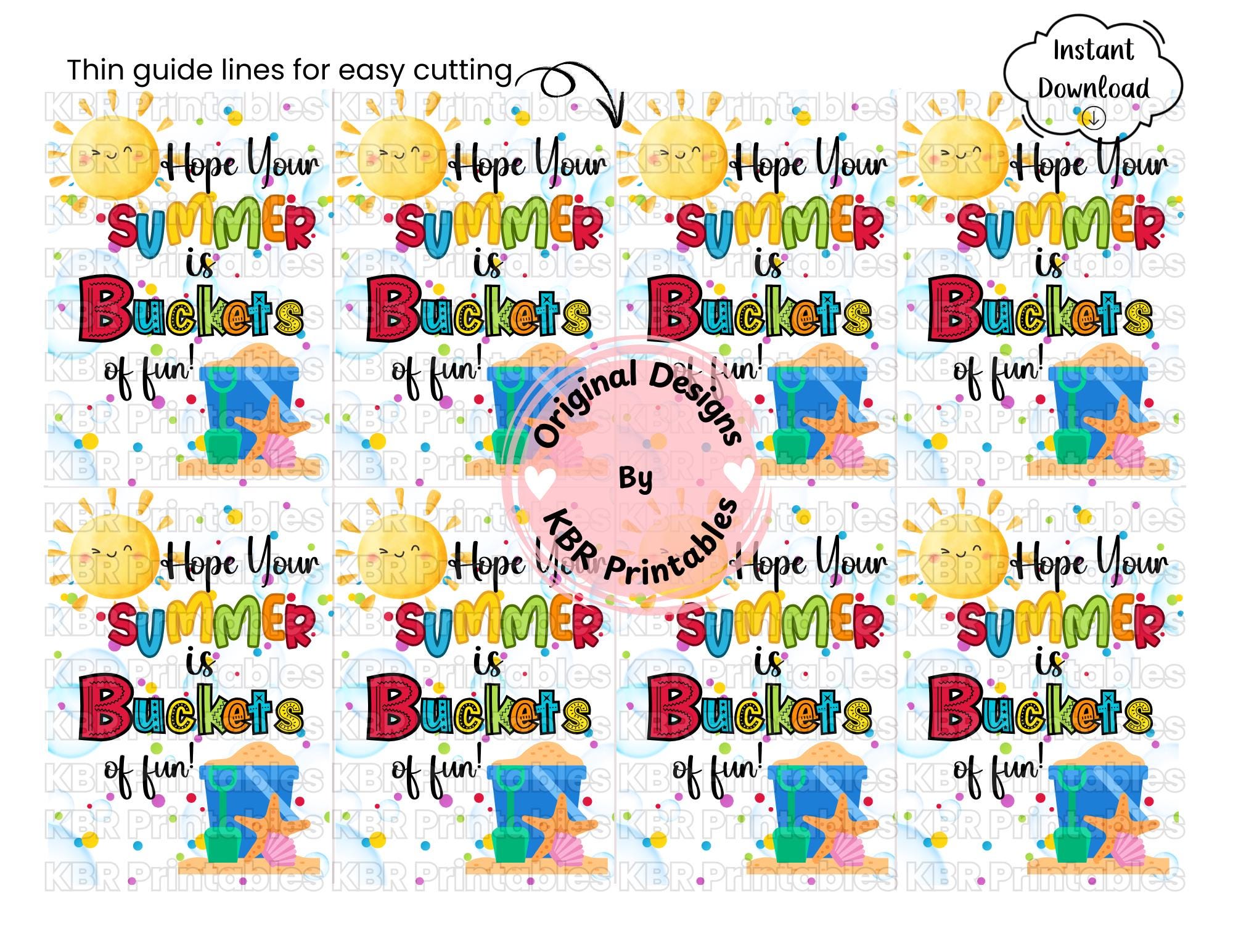 Buckets of Fun Gift Tags End of the School Year Summer Gift Favor ...